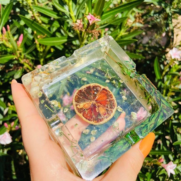Handmade | Art | Handmade Clear Resin Square Lemon Fruit Nature Plant ...